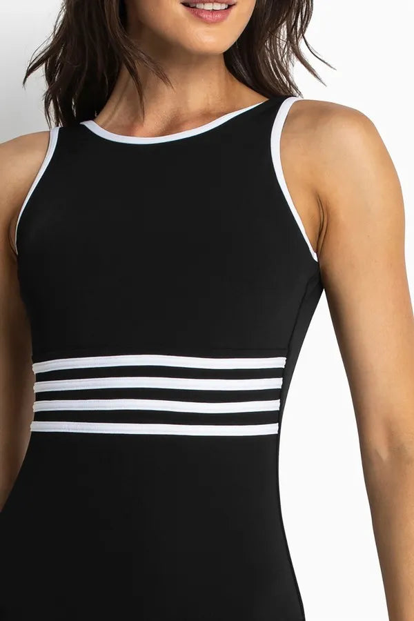 Pool Highneck Mastectomy 1 Piece - Black – Capri Body