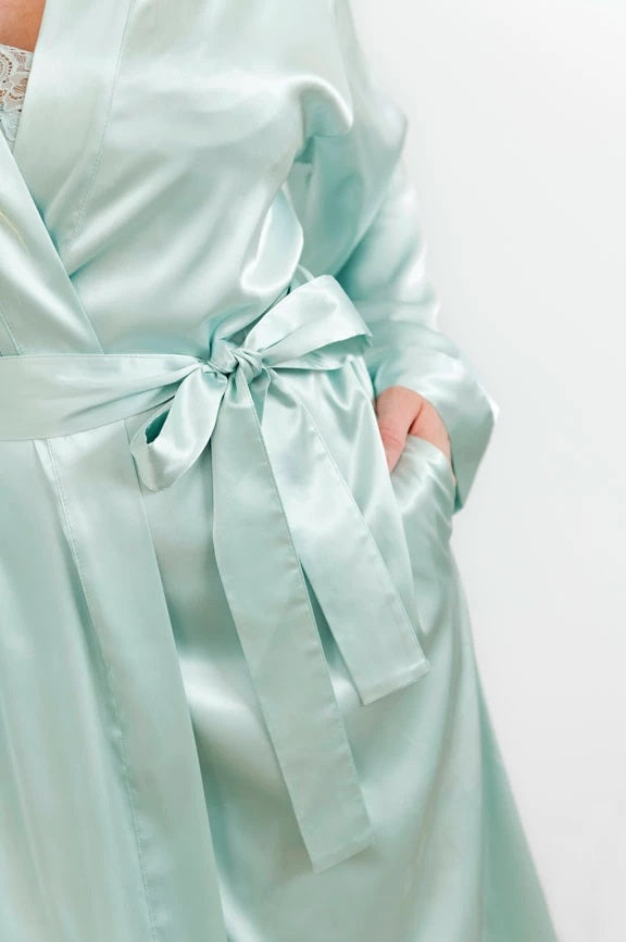 Candice Long Robe - Aqua – Capri Body