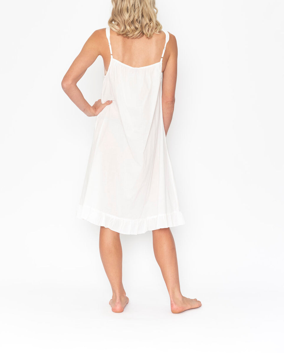 Swadha Strappy Nightie With Emb - White – Capri Body